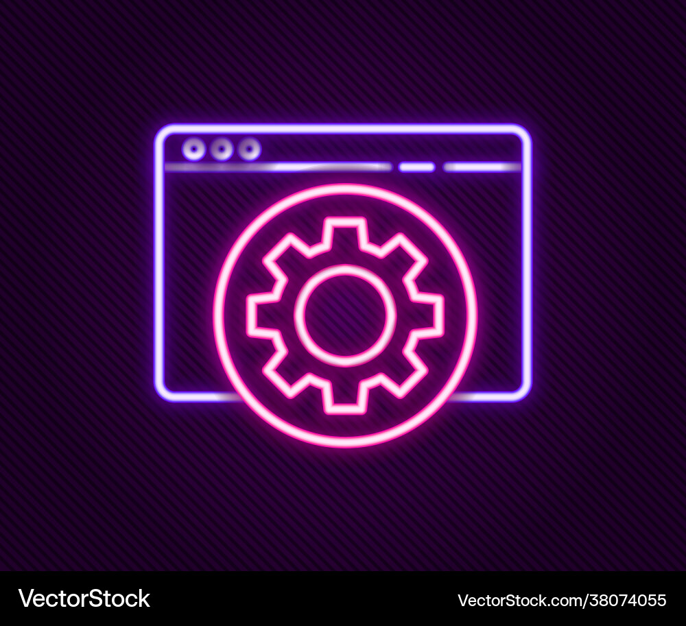 Glowing neon line browser setting icon isolated Vector Image