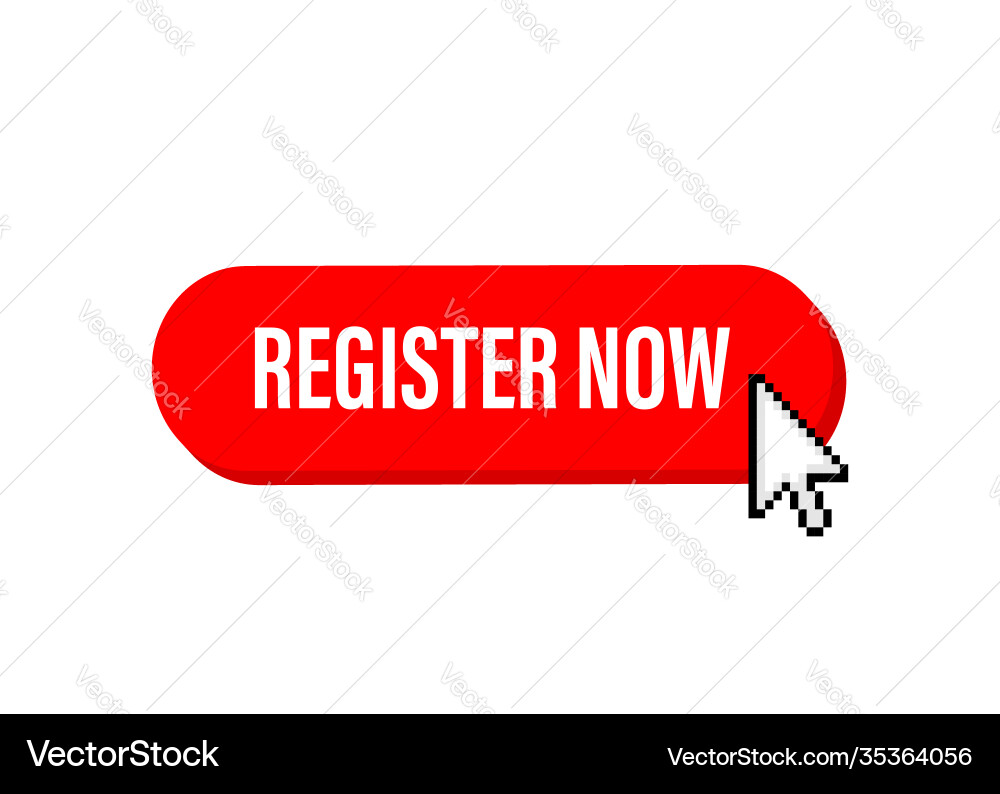 Red register now label in modern style on white Vector Image
