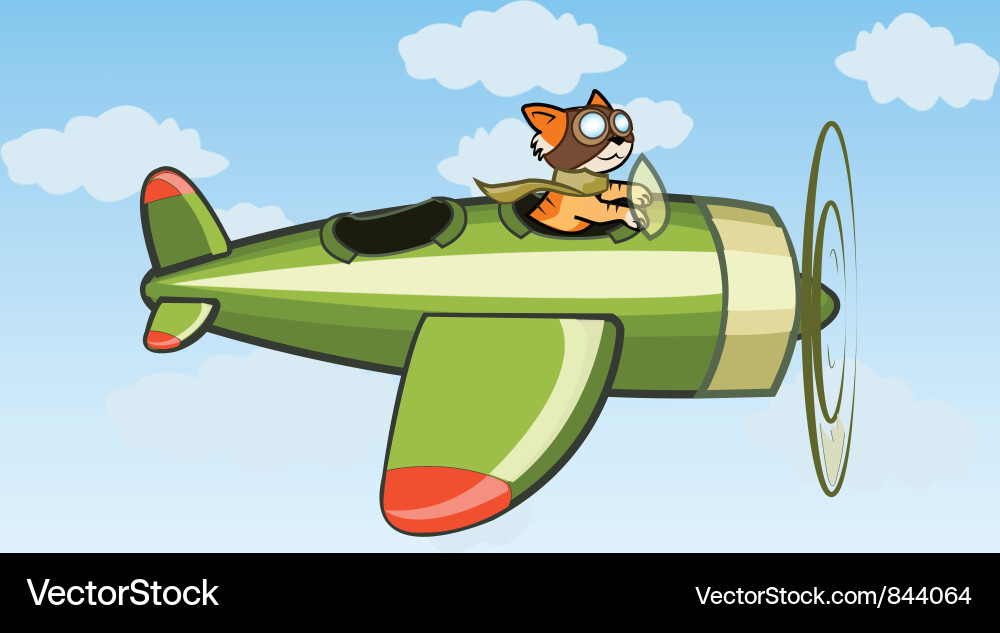 Cat Flying Plane Royalty Free Vector Image - VectorStock