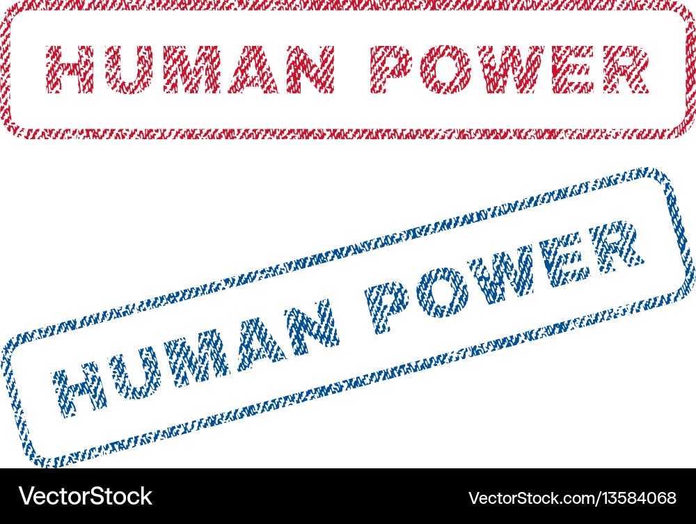 Human power textile stamps Royalty Free Vector Image