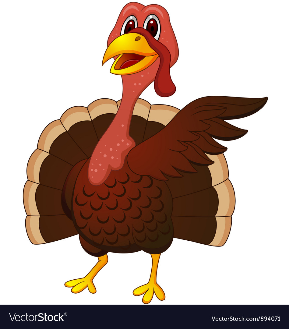 Cute turkey cartoon Royalty Free Vector Image - VectorStock