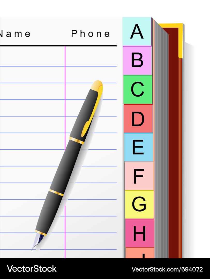 Phone book is shown in the image Royalty Free Vector Image