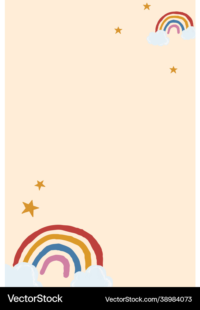 Cute rainbow frame in beige background hand Vector Image