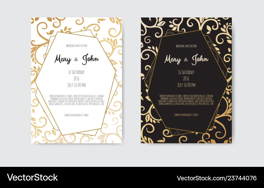 Golden invitation with floral elements Royalty Free Vector