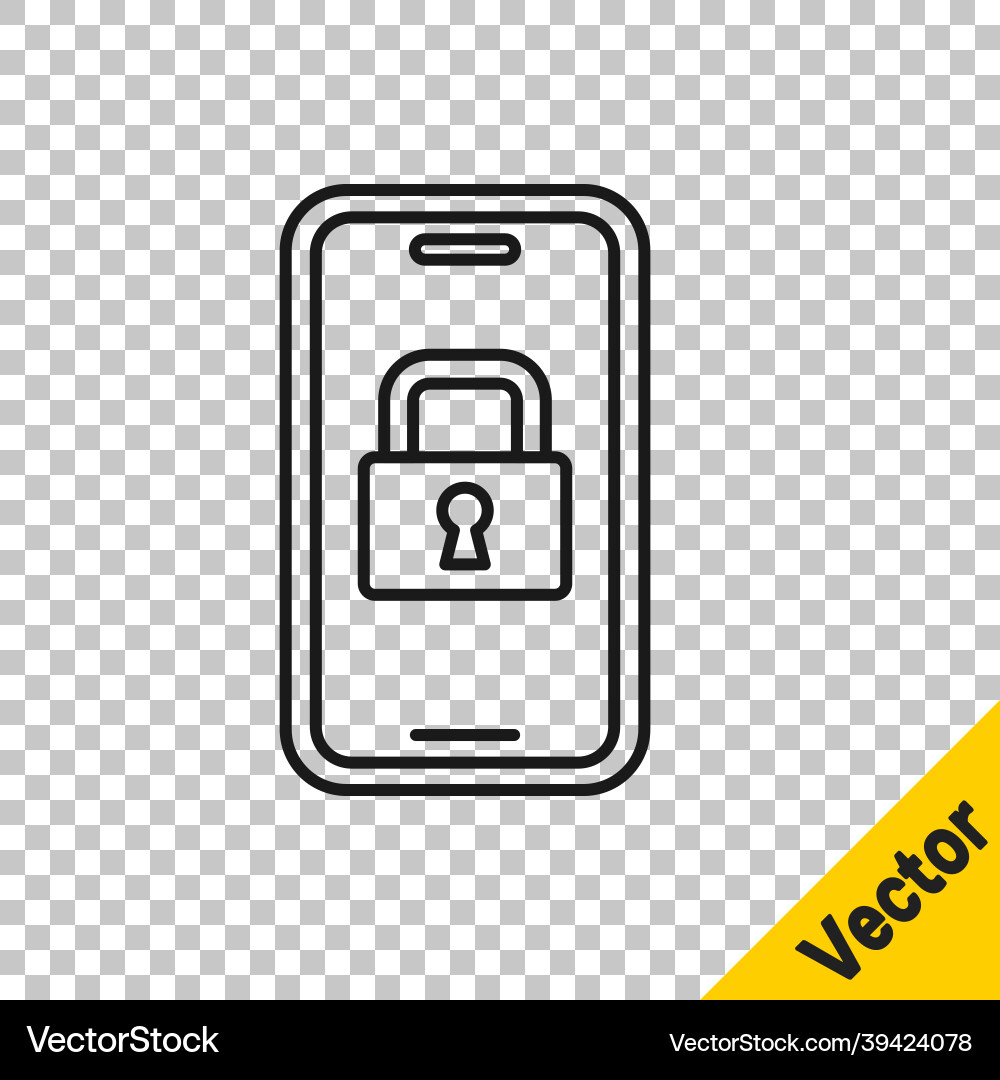 Black line digital door lock with wireless Vector Image