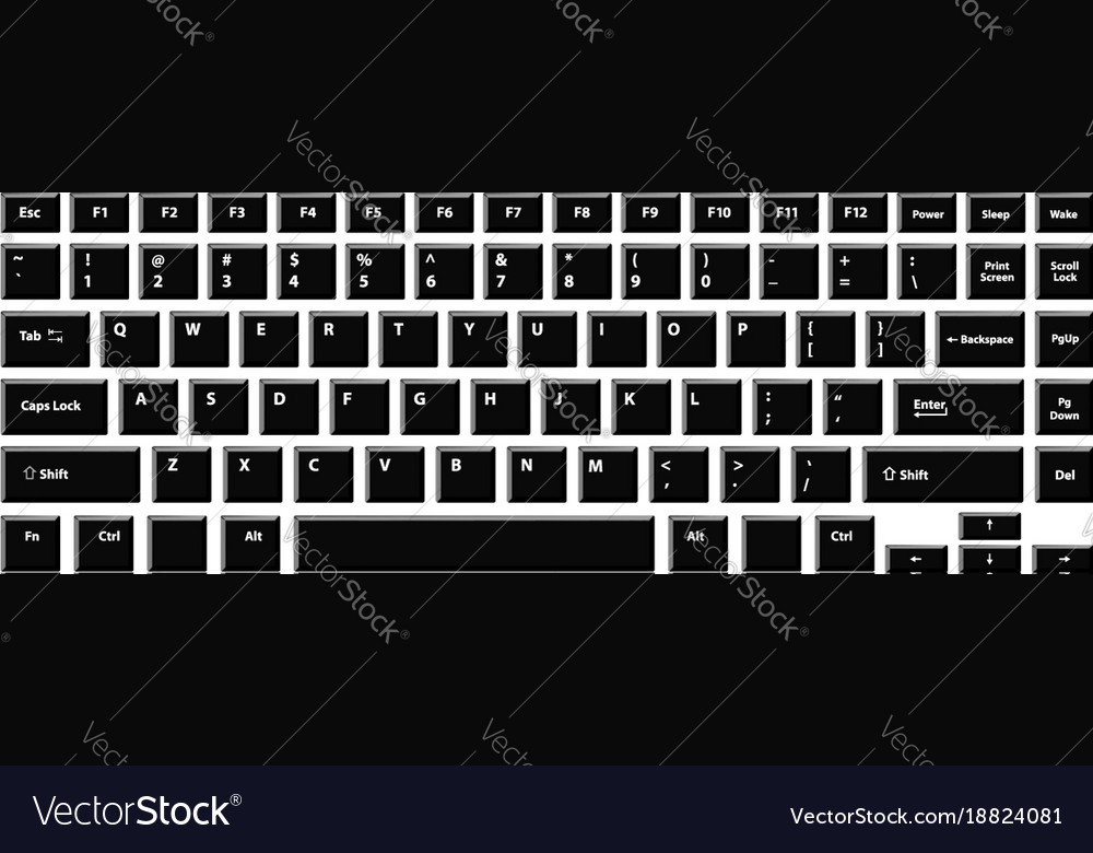 Black keyboard for laptop or computer on white Vector Image