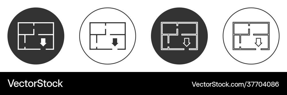 Black evacuation plan icon isolated on white Vector Image
