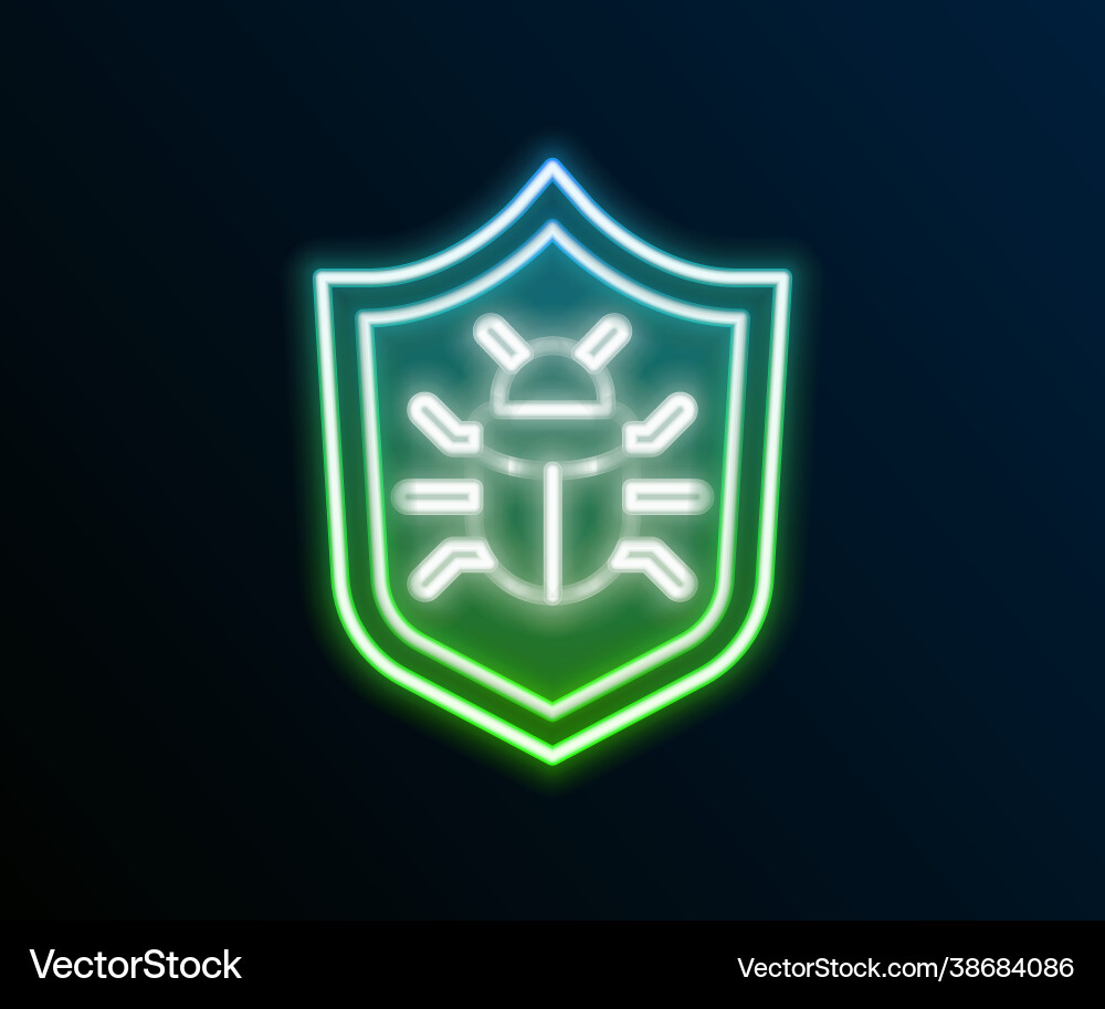 Glowing neon line system bug concept icon isolated