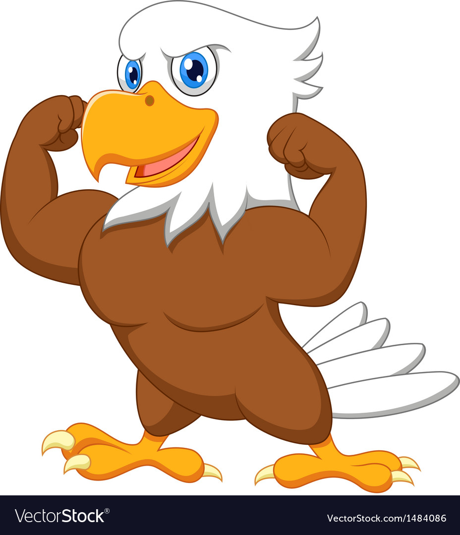 Strong eagle cartoon Royalty Free Vector Image