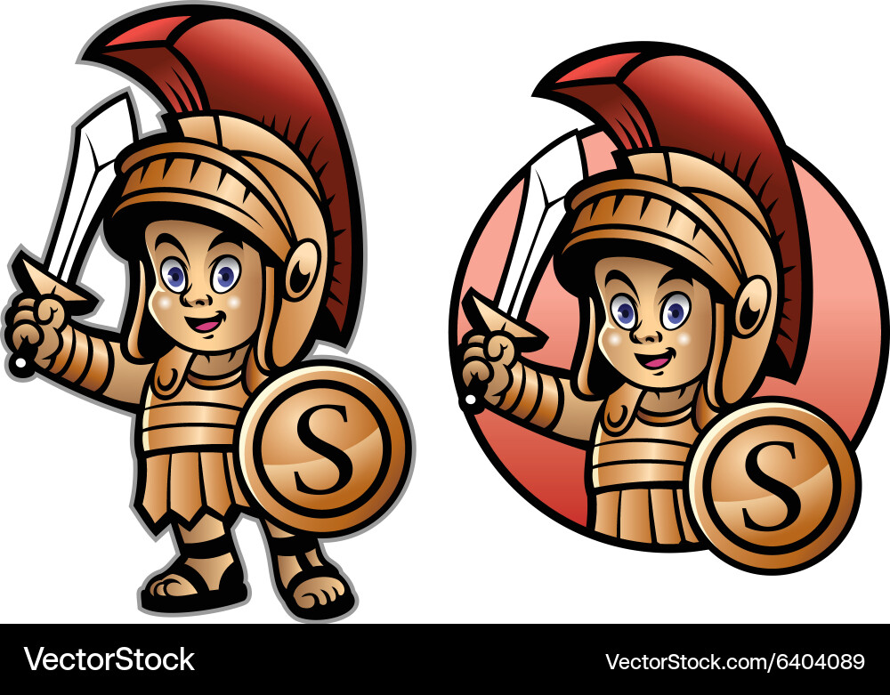 Cute spartan kid cartoon Royalty Free Vector Image