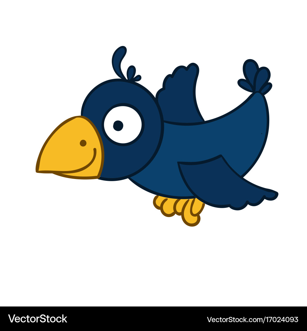 Awesome cartoon flying crow Royalty Free Vector Image