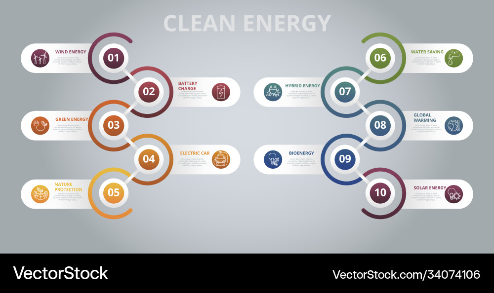 Infographic clean energy template icons Royalty Free Vector