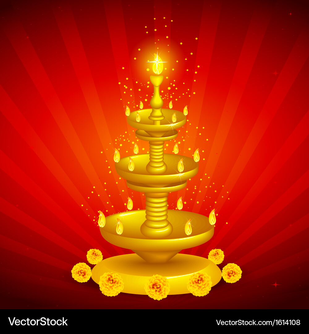 Golden Diya Stand Royalty Free Vector Image - VectorStock