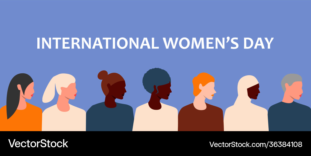 Horizontal poster with womens faces different Vector Image