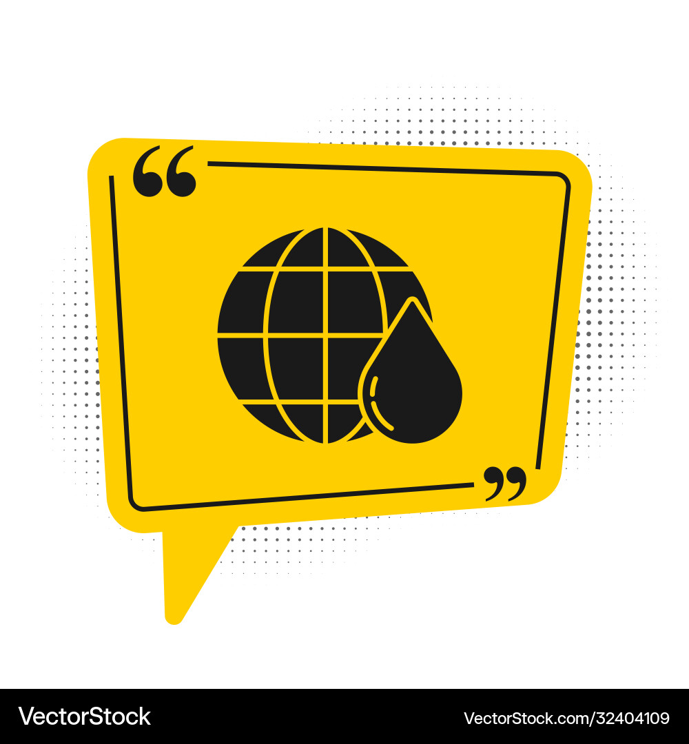 Black earth planet in water drop icon isolated Vector Image