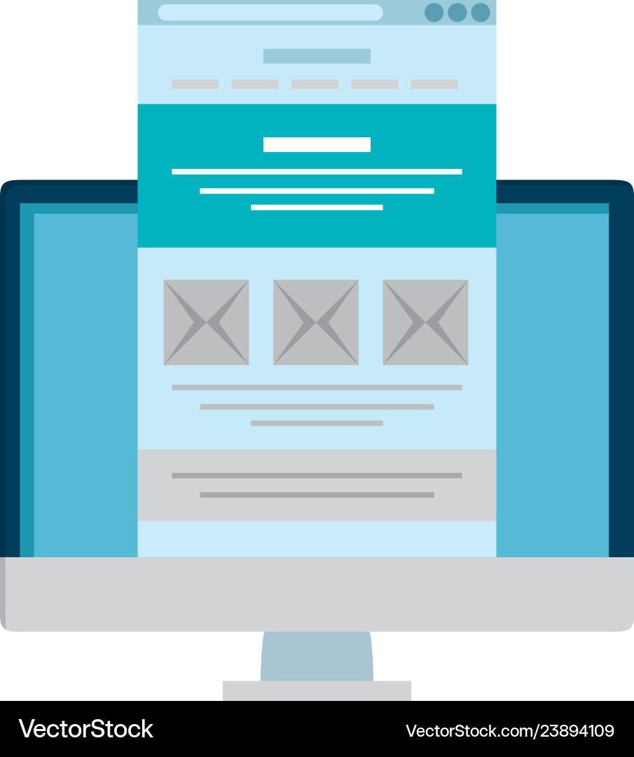 Desktop with webpage template Royalty Free Vector Image