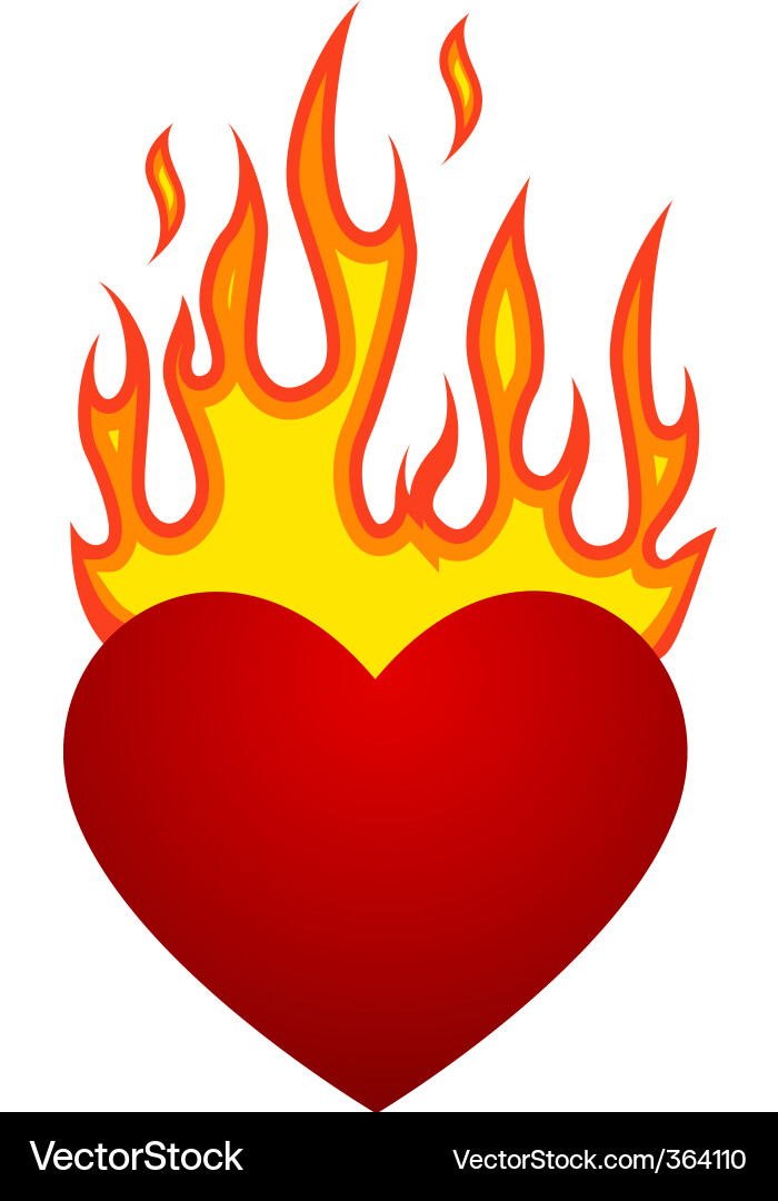 Flaming heart Royalty Free Vector Image - VectorStock