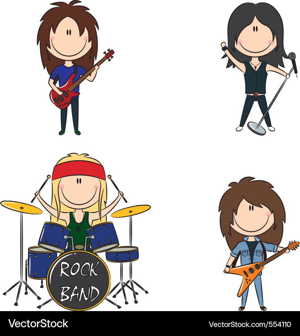 Kid rock band Royalty Free Vector Image - VectorStock