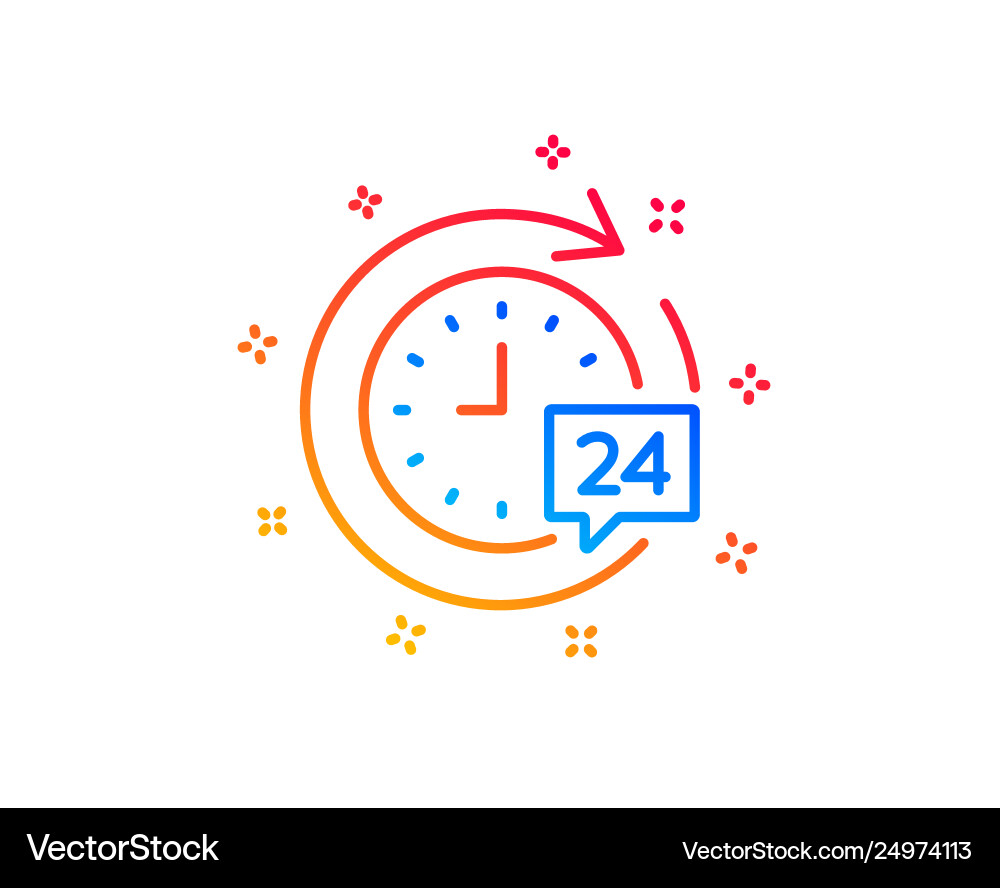 24 hours delivery line icon time sign Royalty Free Vector
