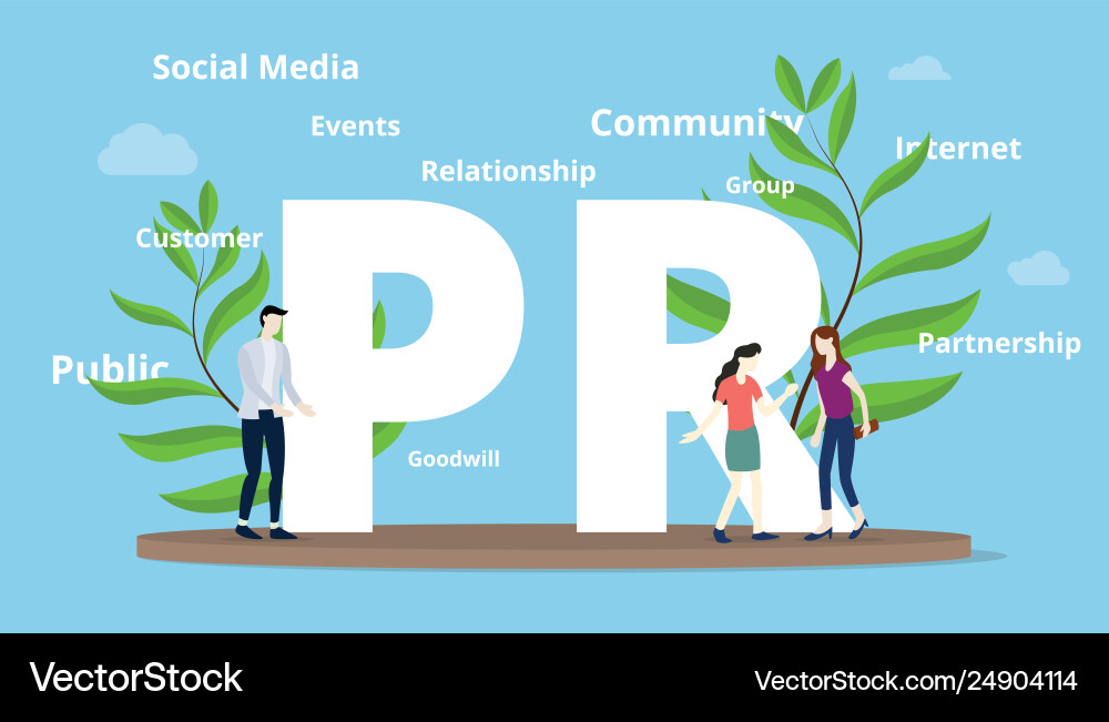 Pr public relations concept with big text Vector Image