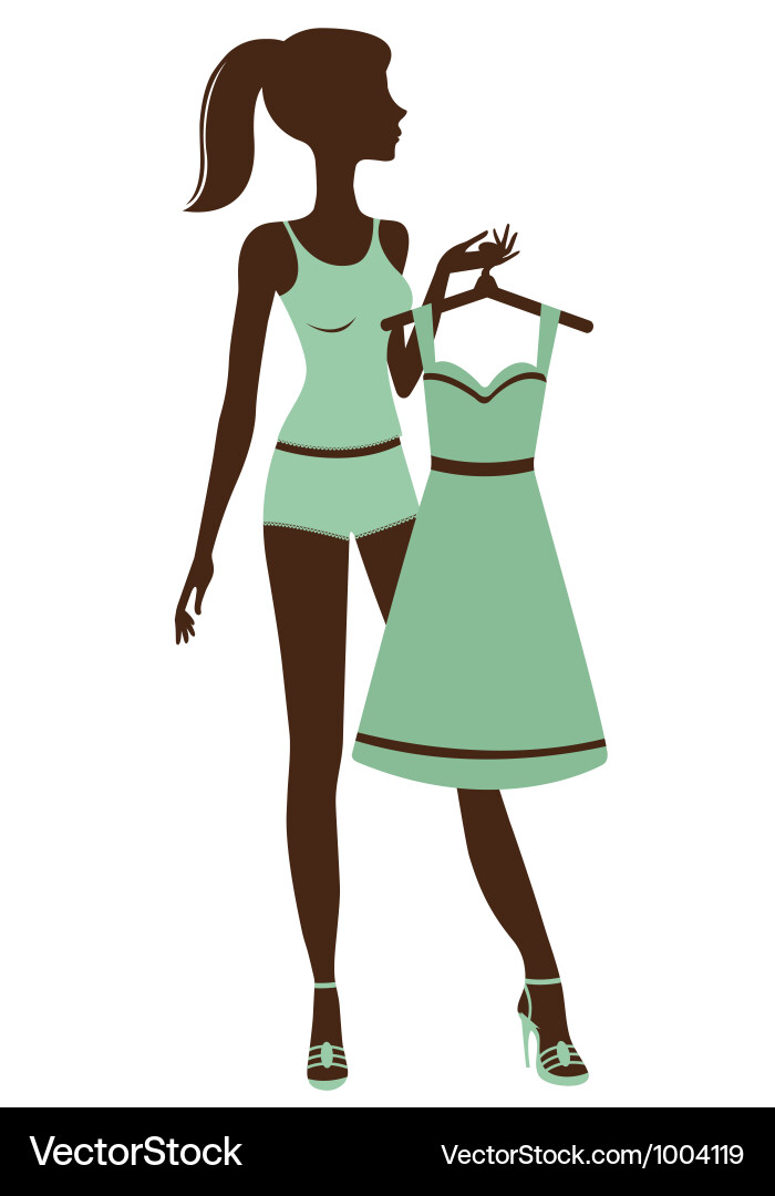 Pretty girl getting dressed Royalty Free Vector Image