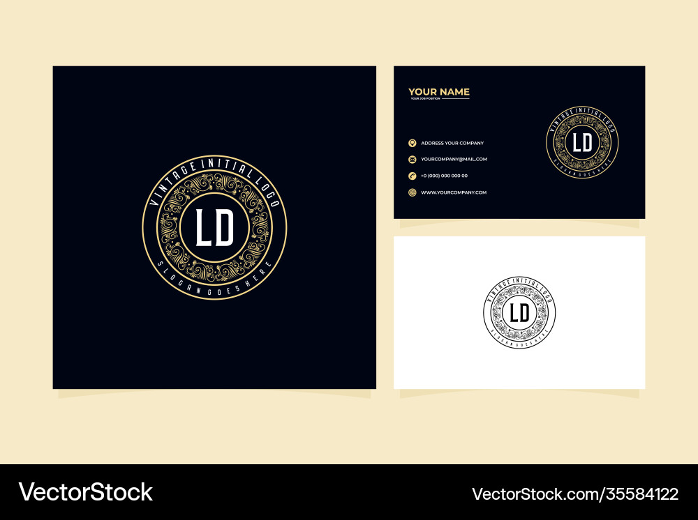 Initial ld antique retro luxury victorian Vector Image