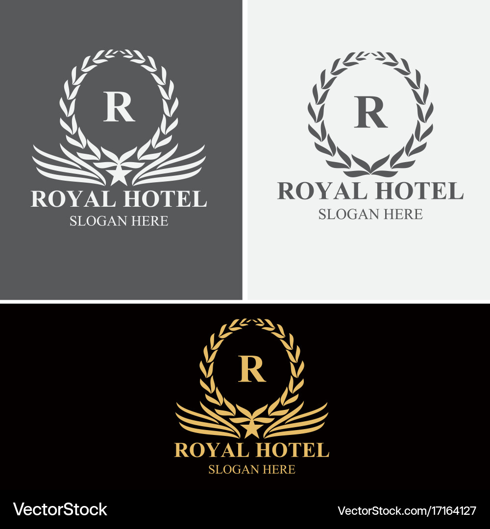 Royal hotel logo set Royalty Free Vector Image