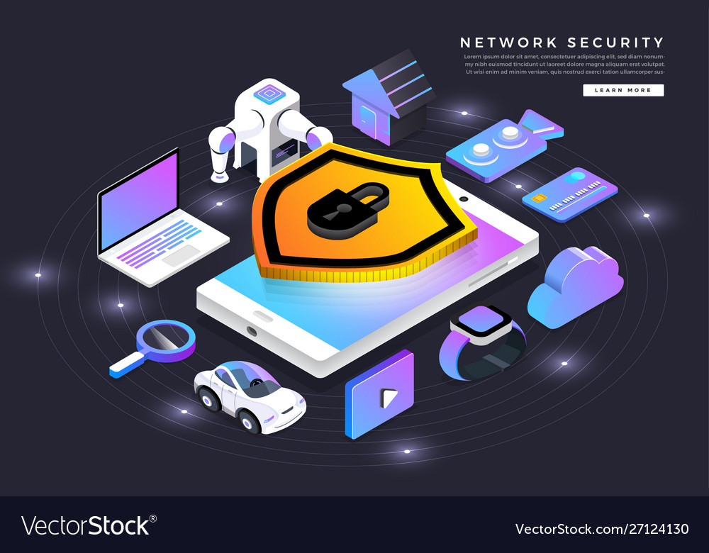 Isometric security network Royalty Free Vector Image