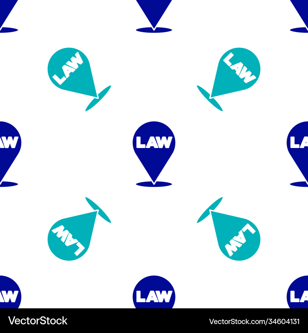 Blue location law icon isolated seamless pattern Vector Image