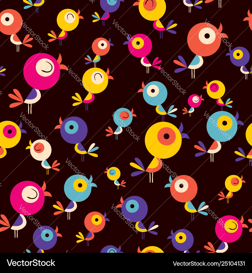 Cute birds seamless pattern Royalty Free Vector Image