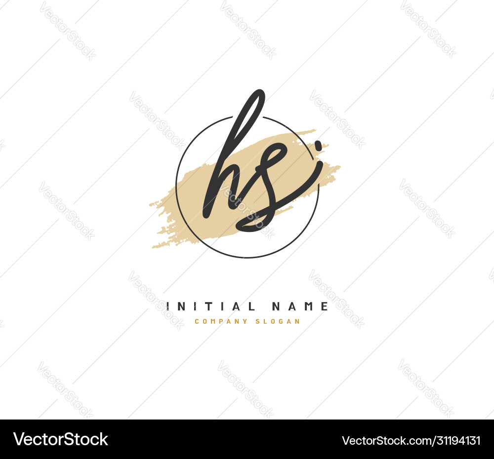 H s hs beauty initial logo handwriting logo Vector Image