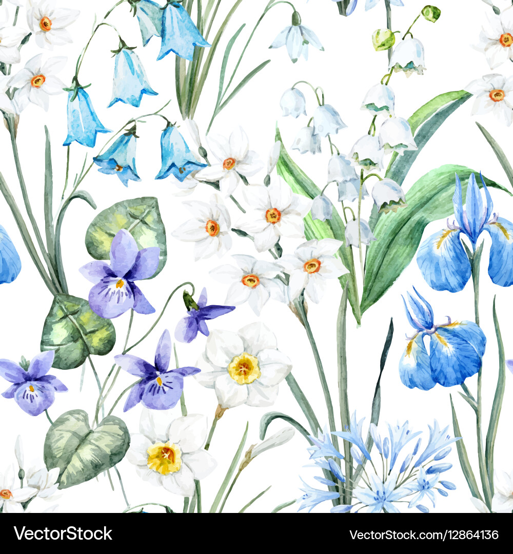 Watercolor spring floral pattern Royalty Free Vector Image