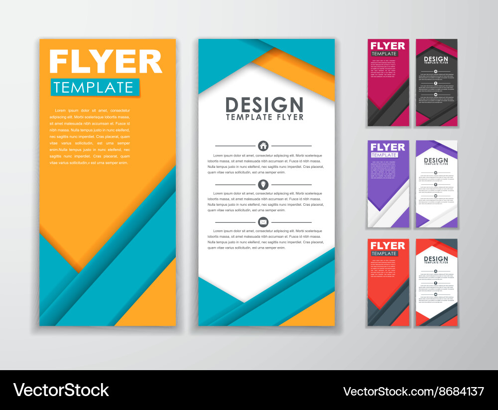 Set of colored flyers material design Royalty Free Vector