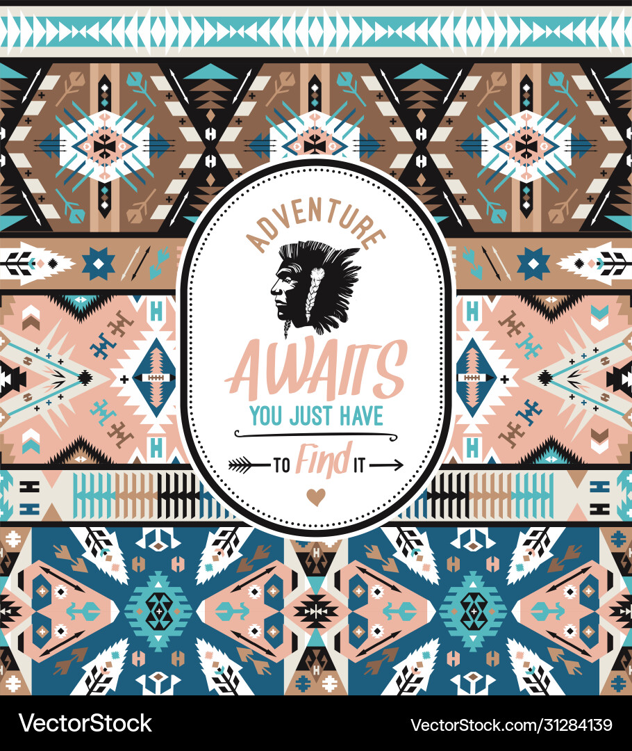 Native aztec seamless pattern tribal colorful Vector Image