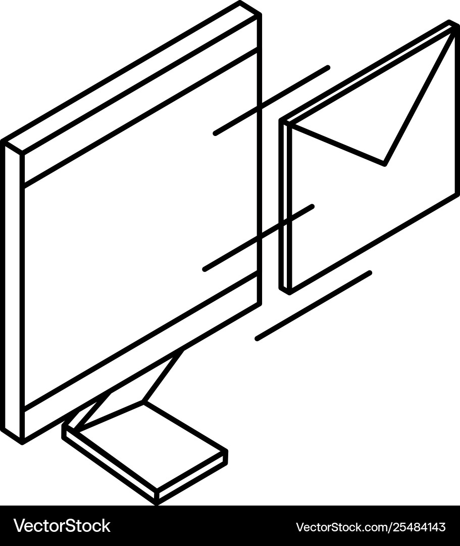 Desktop computer with envelopes email Royalty Free Vector