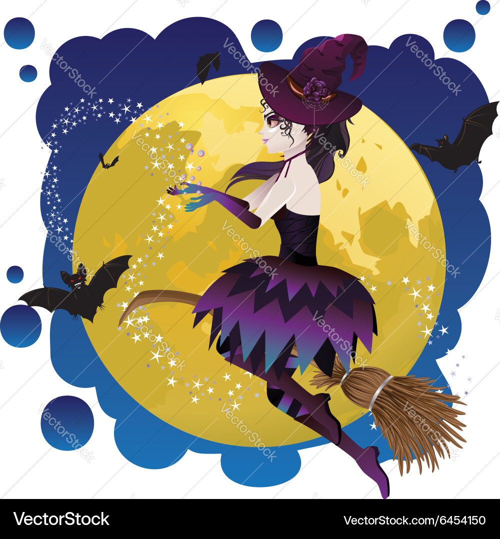 Witch and full moon4 Royalty Free Vector Image