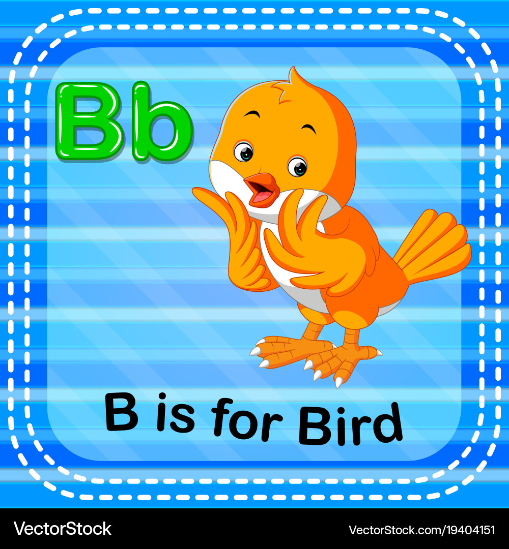 Flashcard letter b is for bird Royalty Free Vector Image