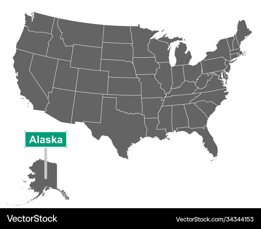 Alaska state limit sign and map usa Royalty Free Vector