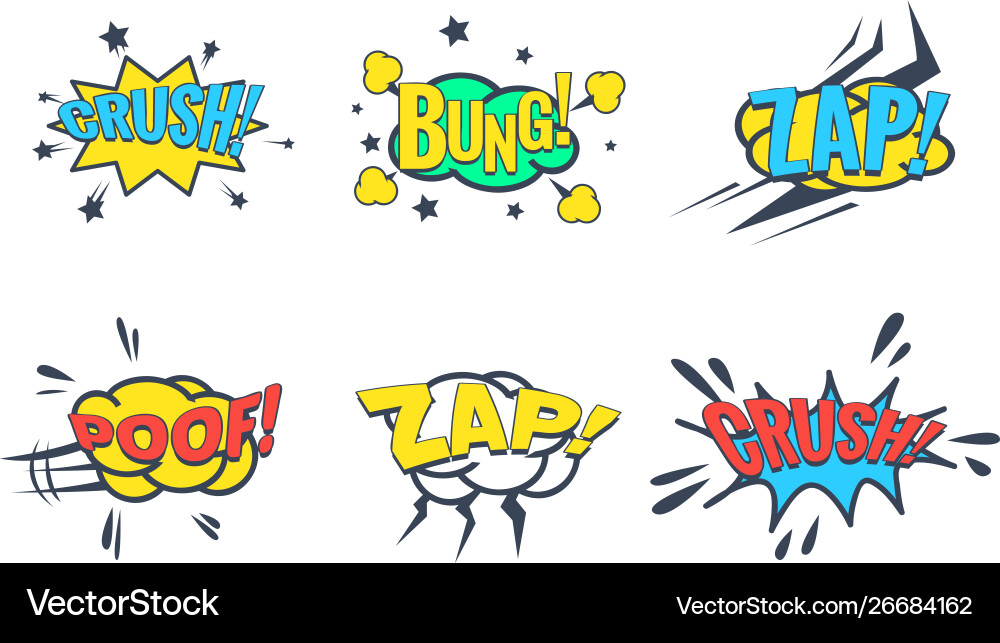 Comic speech bubble with text set sound Royalty Free Vector
