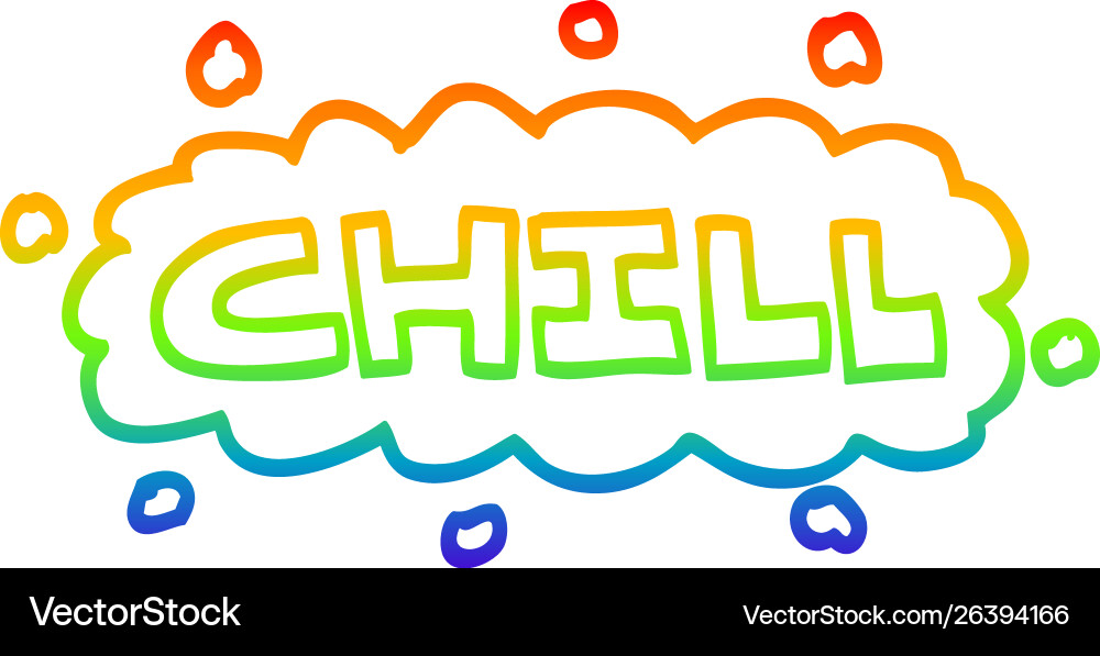 Rainbow gradient line drawing cartoon chill symbol