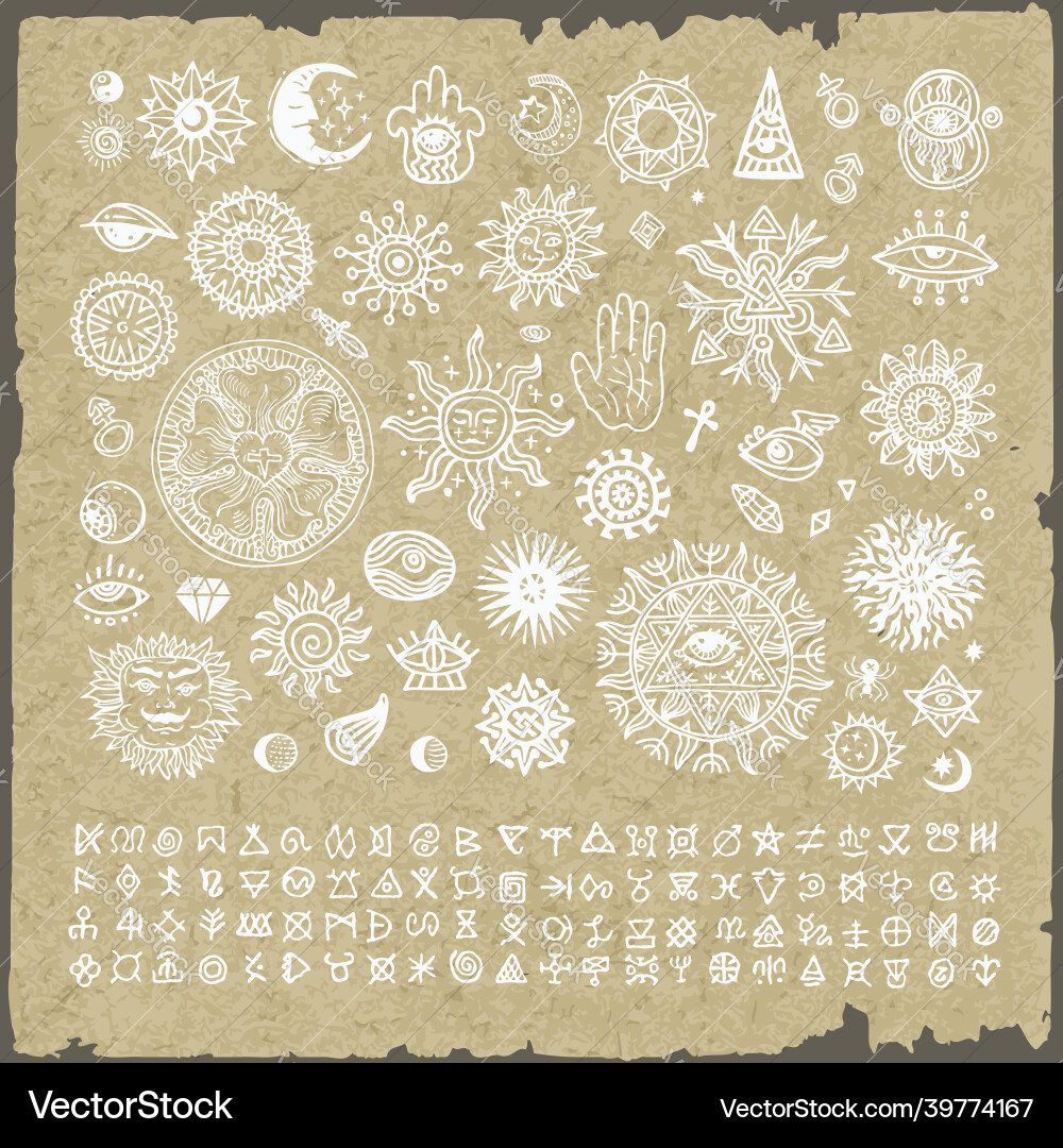 Collection of various occult symbols Royalty Free Vector
