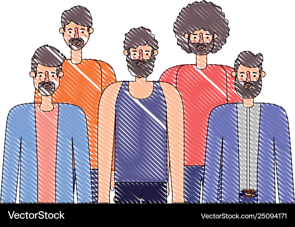 Group men characters Royalty Free Vector Image