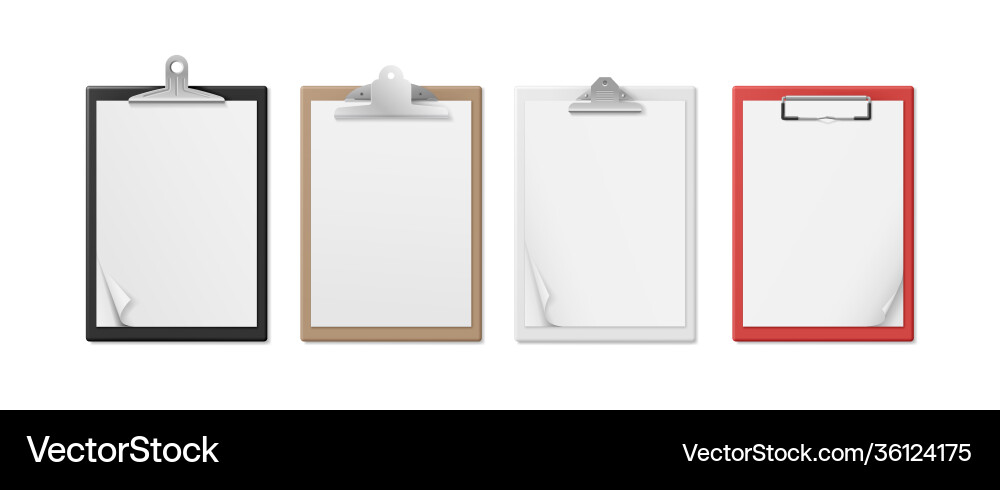 Realistic clipboards with blank white paper sheet Vector Image