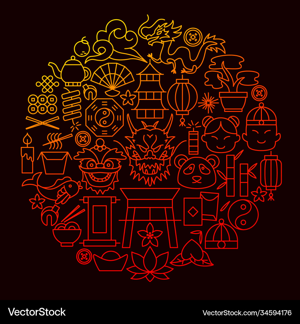 China line icon circle concept Royalty Free Vector Image