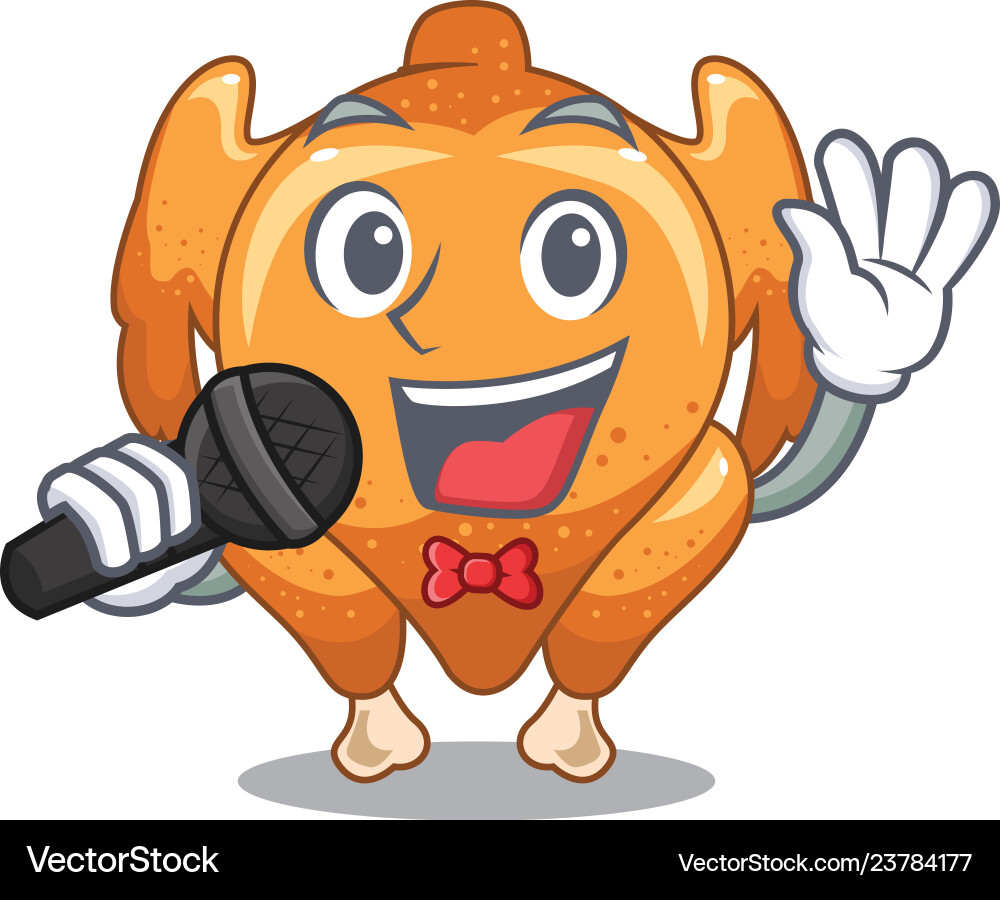 Singing chicken roast is isolated with characters Vector Image
