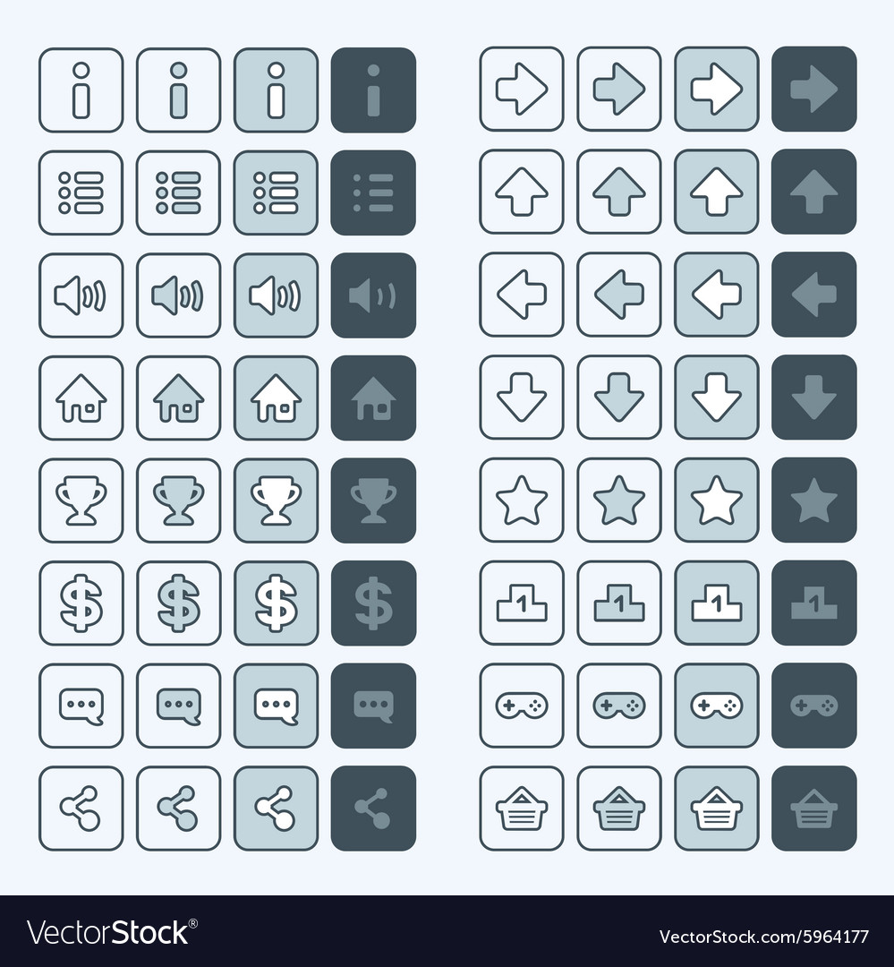 Thin line game icons buttons interface ui Vector Image