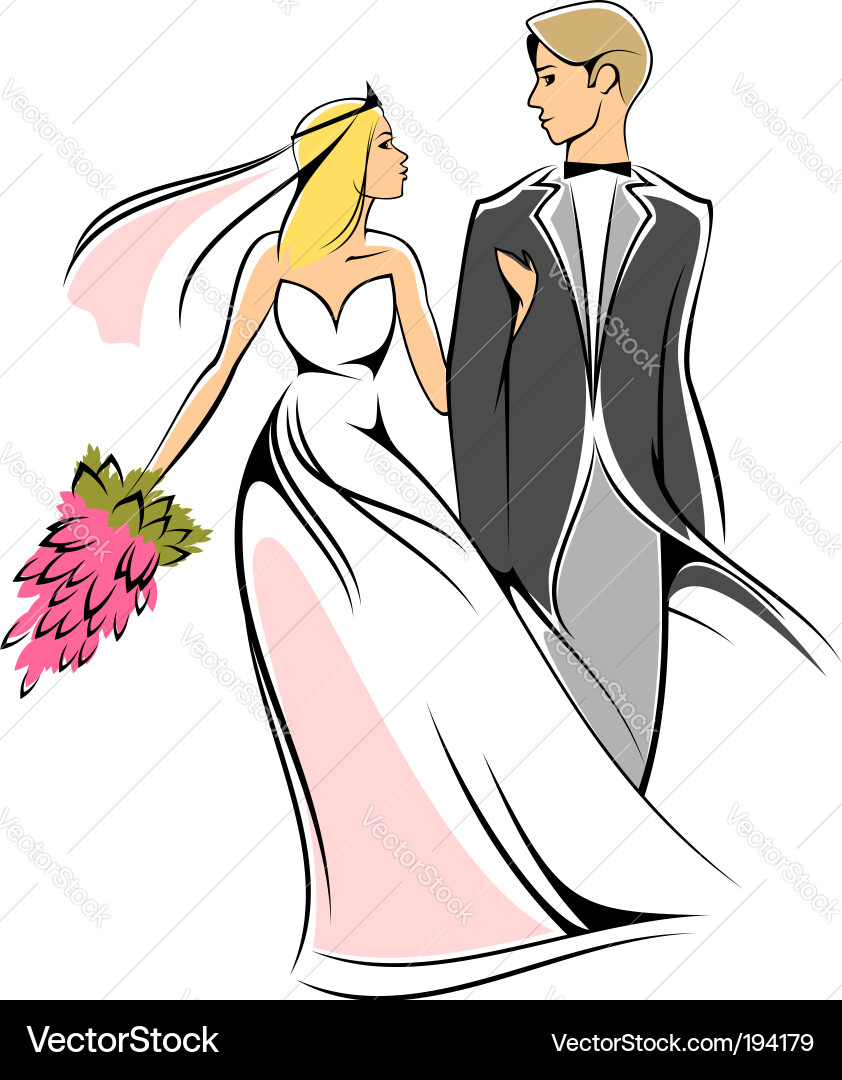 Cartoon bride and groom Royalty Free Vector Image - VectorStock