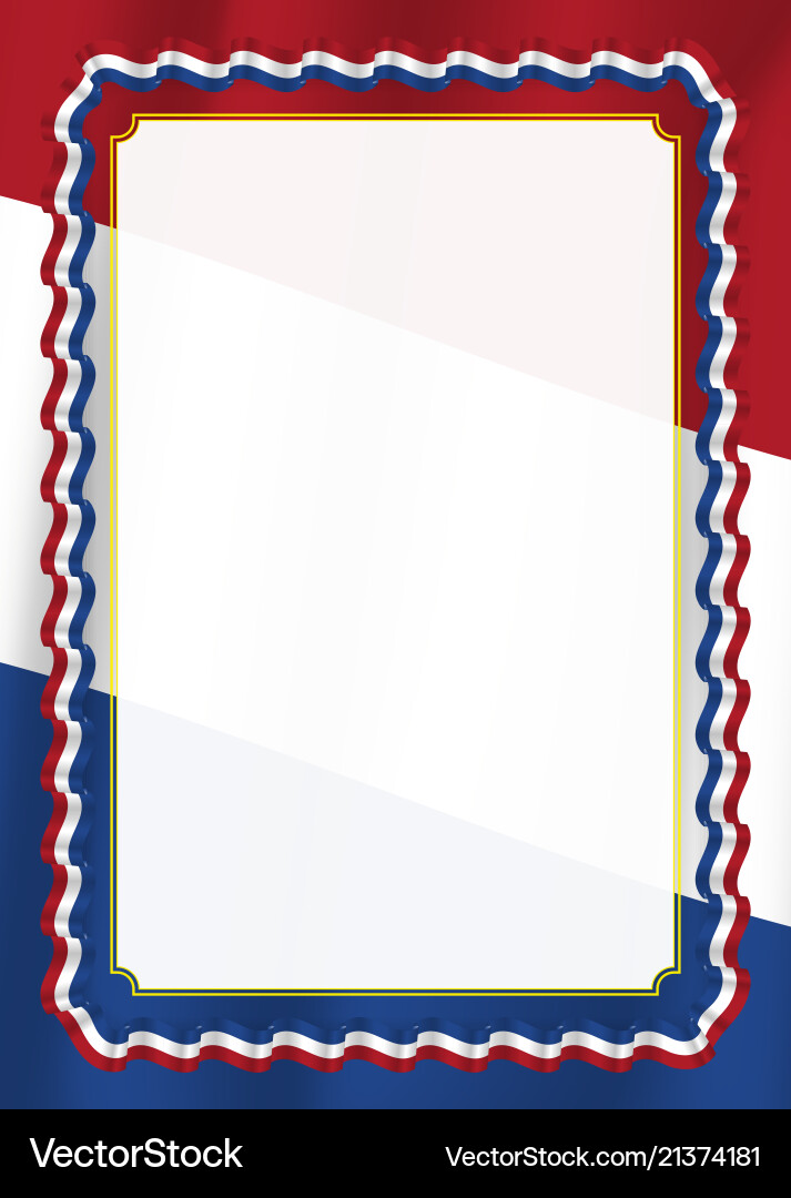 Frame and border ribbon with netherlands flag Vector Image