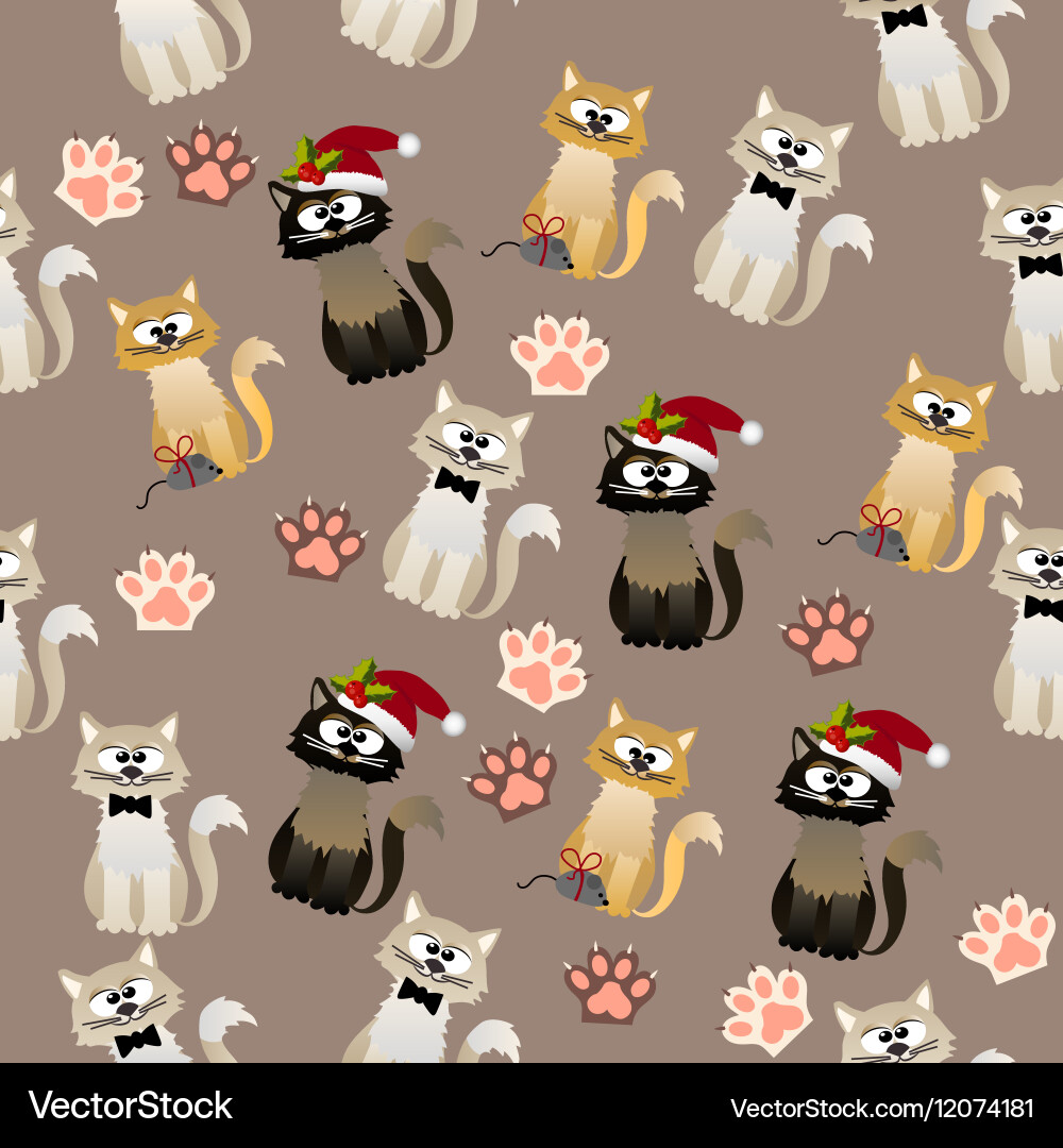 Pattern with cute cats Royalty Free Vector Image