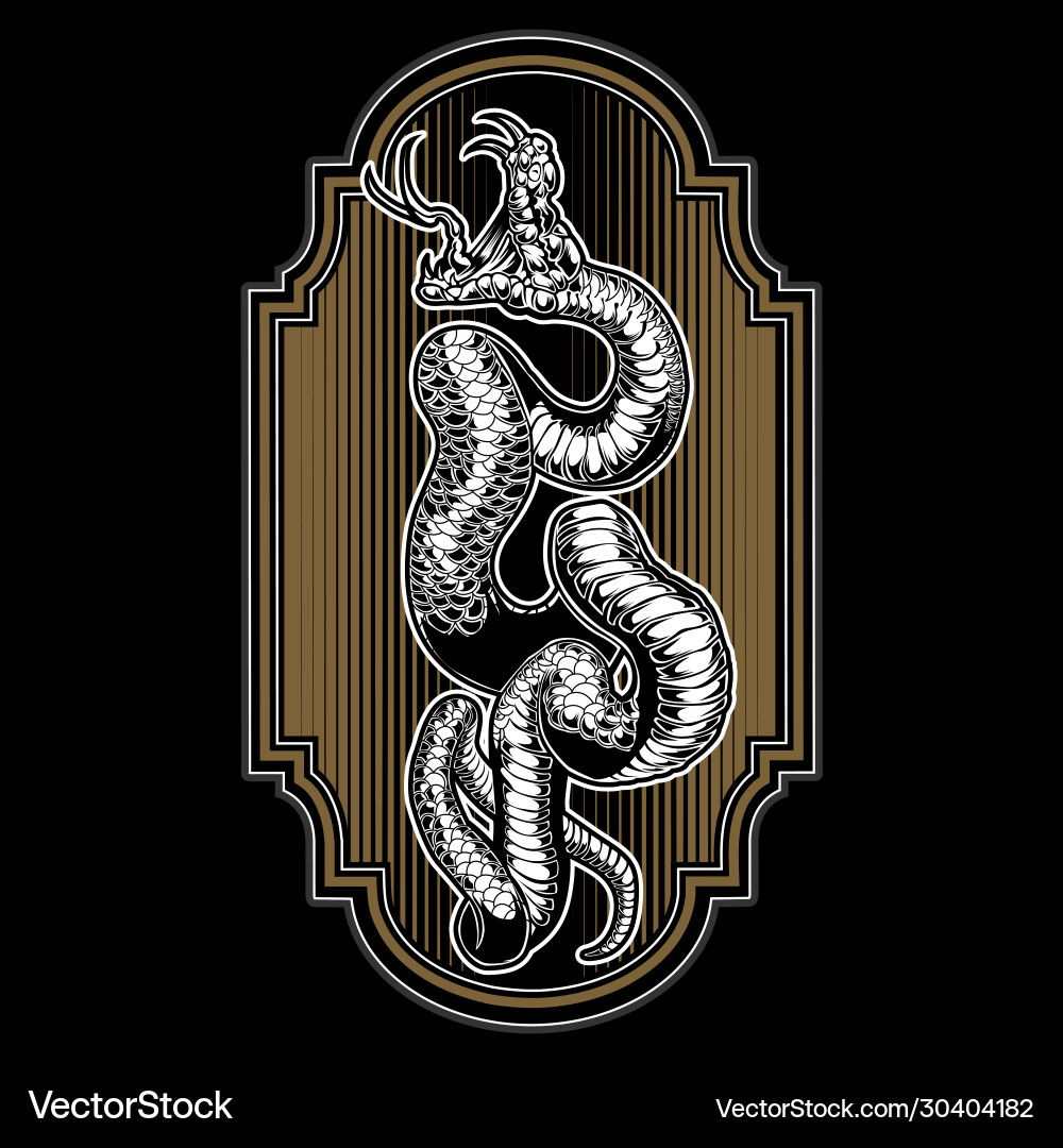 Snake black amp white vintage logo design Vector Image
